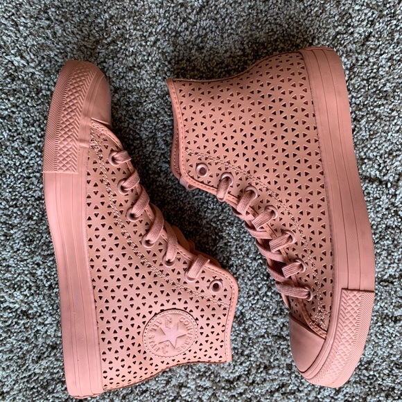 Converse | Shoes | Converse Pierced Leather Pink Peach Orange Salmon ...